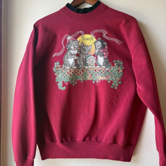 morning sun | Tops | Vintage 9s Ugly Christmas Sweater Sweatshirt Cats ...